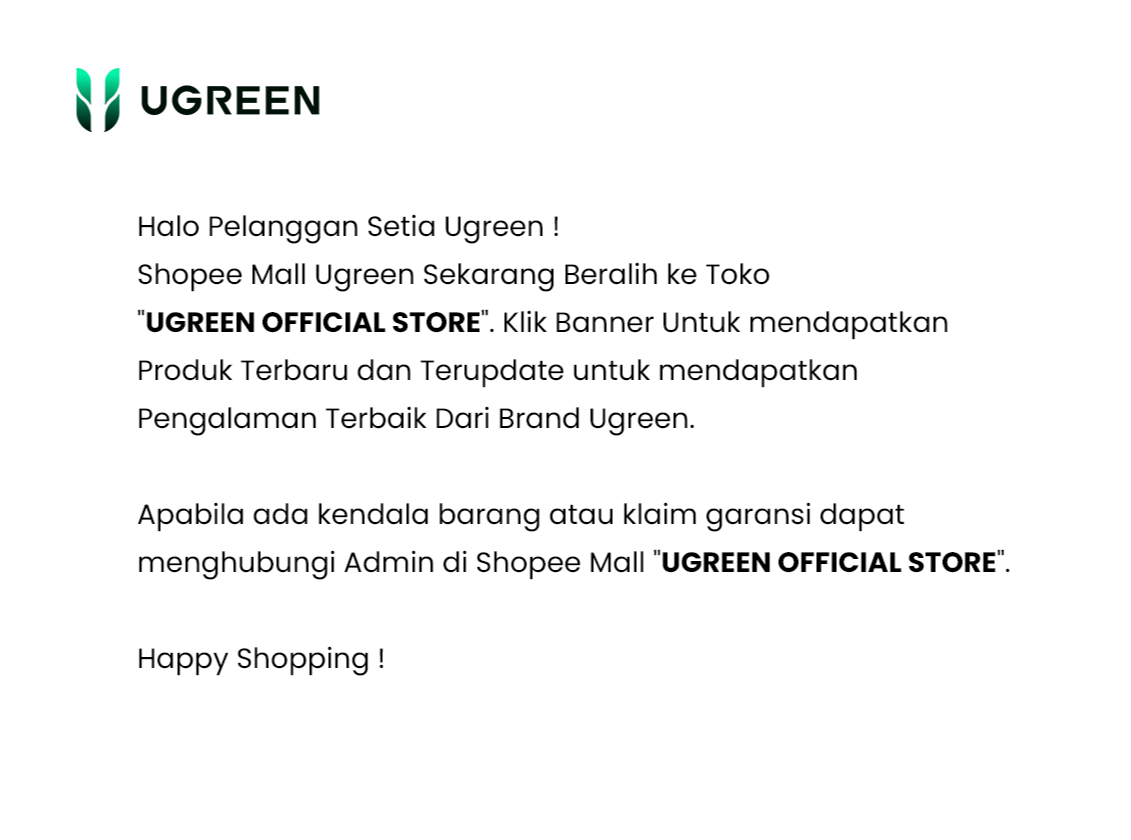 Toko Online Ugreen Official Shop | Shopee Indonesia