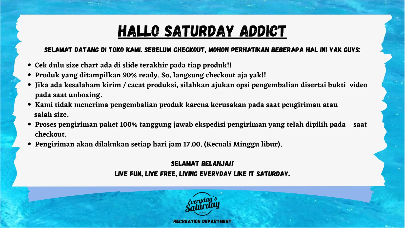 Toko Online Everyday's Saturday Official Store | Shopee Indonesia