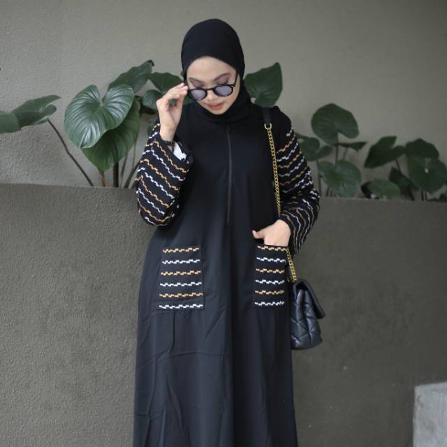 Produk ABAYA GAMIS HITAM BORDIR | Shopee Indonesia